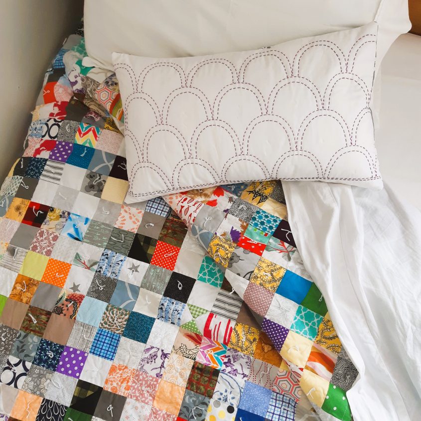 Hand Tied Scrappy Patchwork Twin Quilt • MavenFair