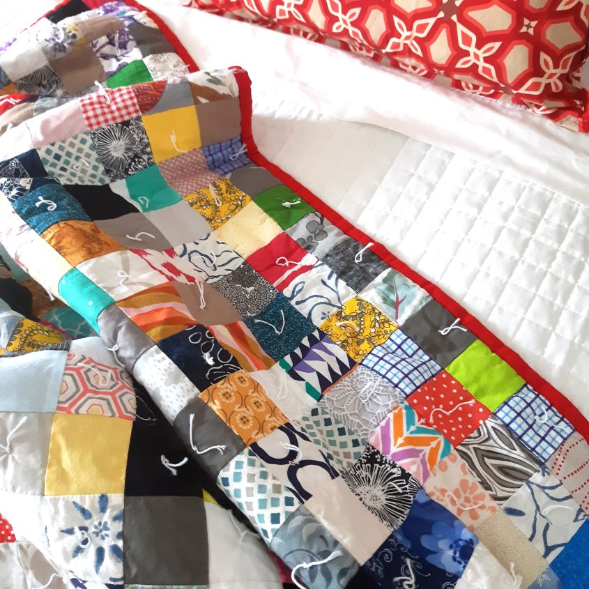 Hand Tied Scrappy Patchwork Twin Quilt • MavenFair