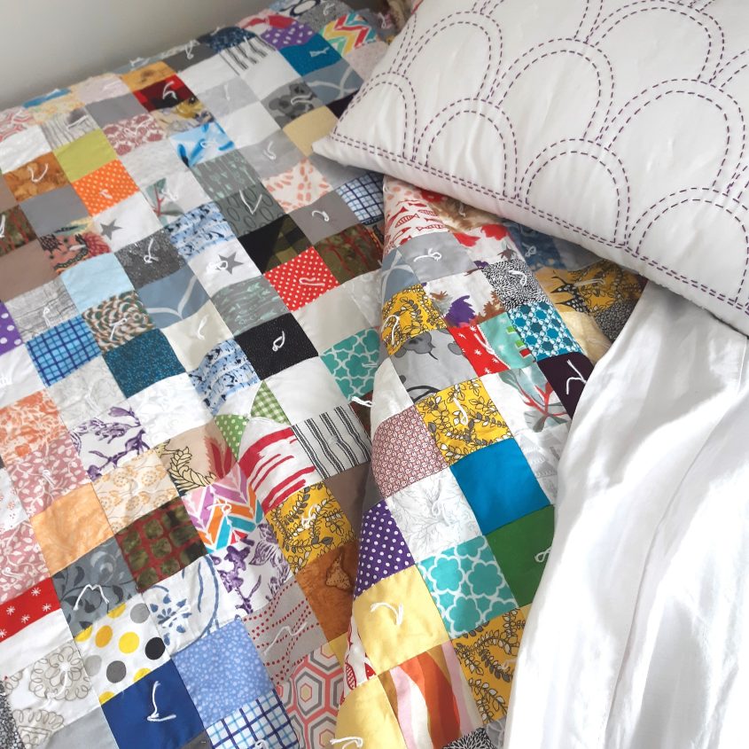 Hand Tied Scrappy Patchwork Twin Quilt • MavenFair