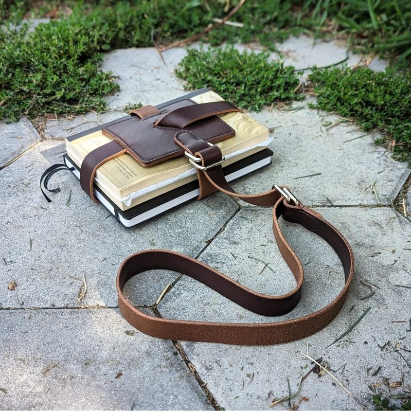 Leather Book Strap | "The Shelley" Traveller Book Strap with Adjustable ...