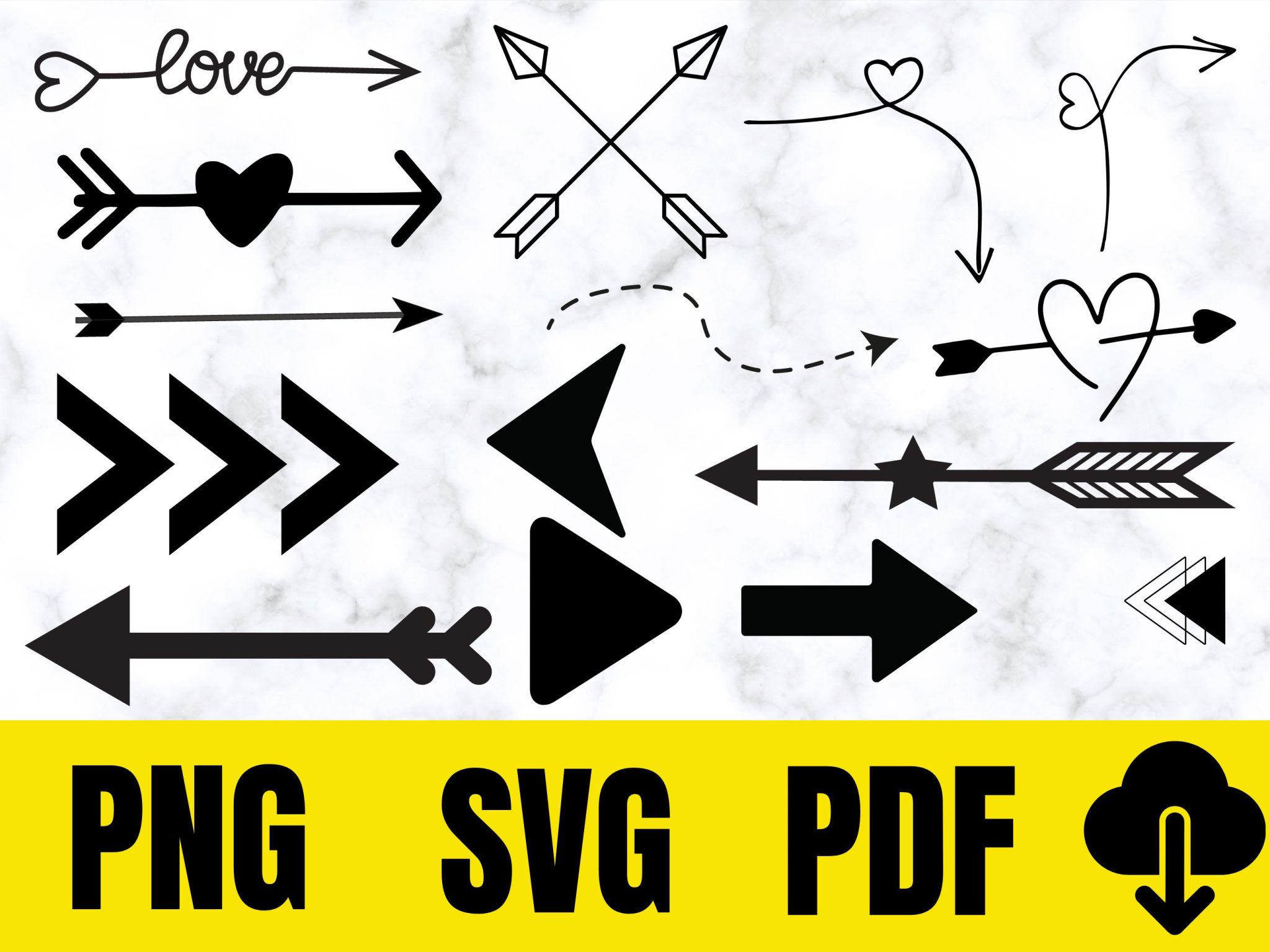 Arrows SVG Bundle - Arrow Cut File, Arrow Clip Art, Vector Arrows with Heart, Love Arrow SVG ...