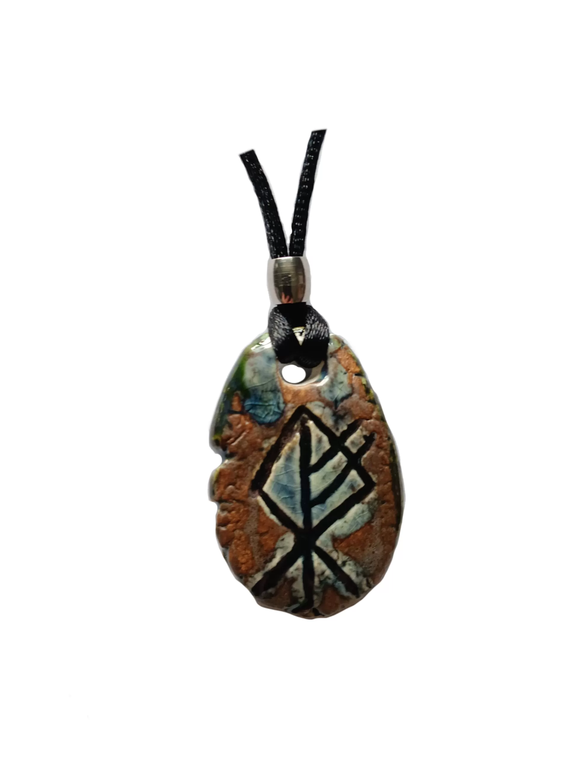 Wolf Rune Ceramic Necklace Norse Runestone Viking Amulet • MavenFair
