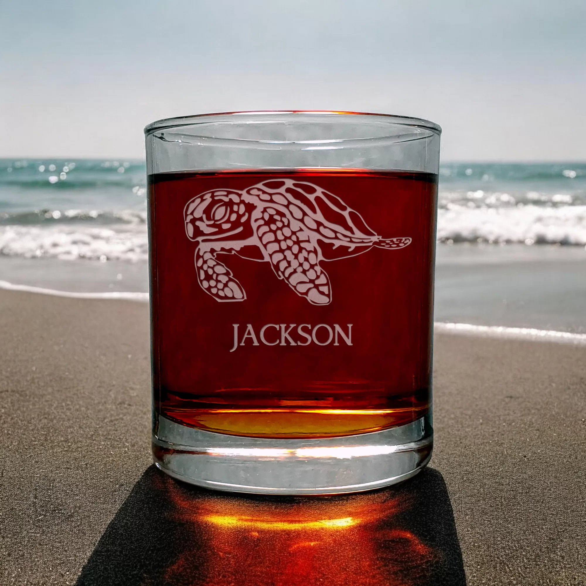 Sea Turtle Engraved Whiskey Glass 11oz – Deeply Etched Marine Life ...