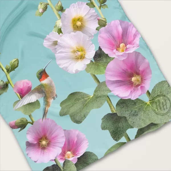 Hummingbirds and Hollyhocks ECO SCARF • MavenFair